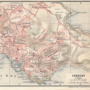 1937 Torquay United Kingdom Antique Map - Etsy