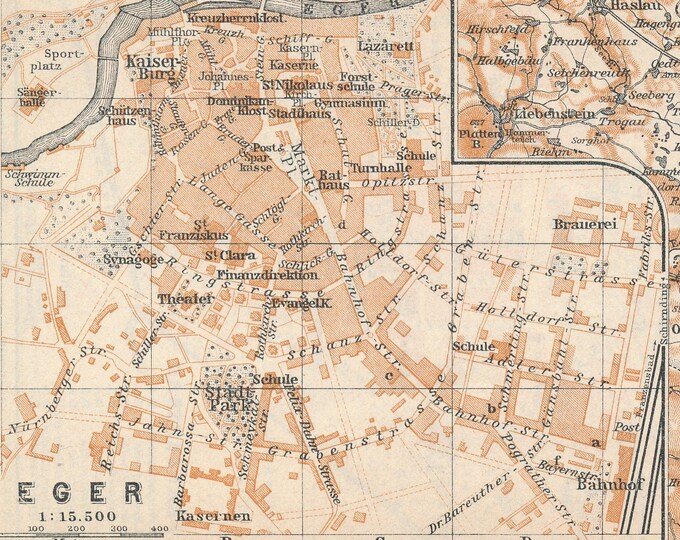 1905 Eger Hungary Antique Map - Etsy