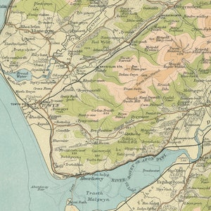 1904 Towyn Wales & Environs United Kingdom Antique Map - Etsy