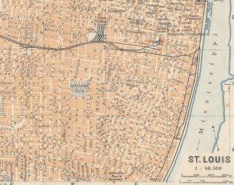 Old map of Saint Louis City St Louis 1904 Vintage Map