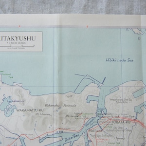 1966 Kitakyushu Japan Vintage Map - Etsy