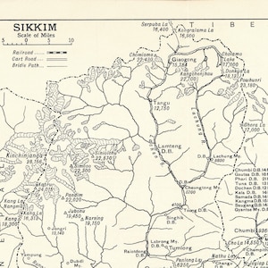 1962 Sikkim India Vintage Map - Etsy