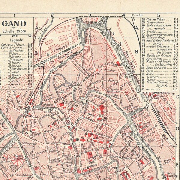 Antique Ghent Map - Etsy