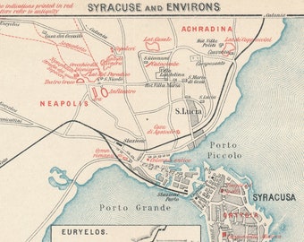 Syracuse Sicily Map - Etsy