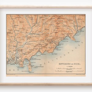1895 Nice France & French Riviera Antique Map - Etsy