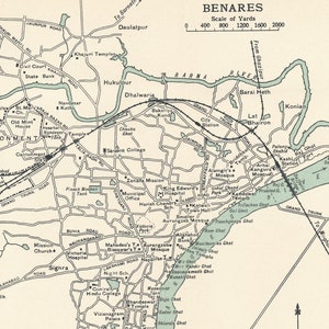 1959 Varanasi (benares) India Vintage Map - Etsy