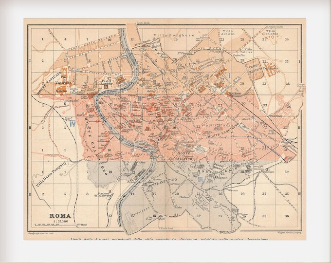 1900 Rome Italy Antique Map - Etsy