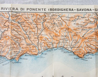 Italian Riviera Map - Etsy