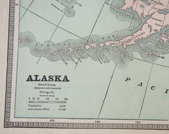 Antique Alaska Map | Etsy