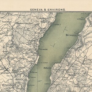 1913 Geneva Switzerland Antique Map - Etsy