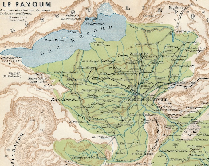 1908 Al-fayoum, Faiyum Oasis Egypt Antique Map - Etsy