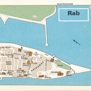 1969 Rab Croatia Vintage Map - Etsy