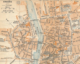 1958 Angers France Vintage Map | Etsy