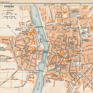 1932 Angers France Antique Map - Etsy