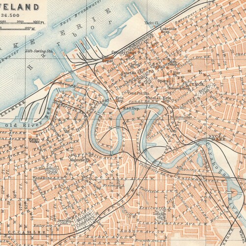1909 Cleveland Ohio Antique Map - Etsy