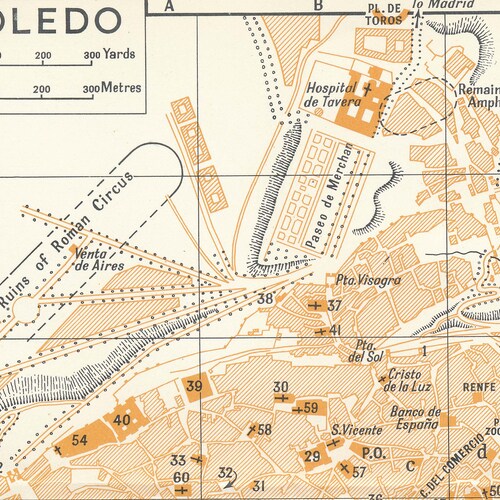 Map of Toledo spain Old Map Reproduction Historic Maps - Etsy