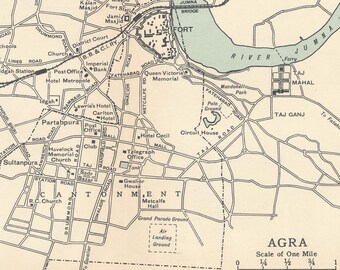 Giclée Prints Agra Map Print Kansas Map Art Vintage Gift Map Agra City ...