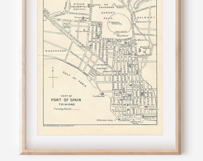 1931 Port of Spain Trinidad & Tobago Antique Map - Etsy