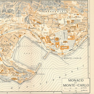 1954 Monaco & Monte Carlo Vintage Map - Etsy