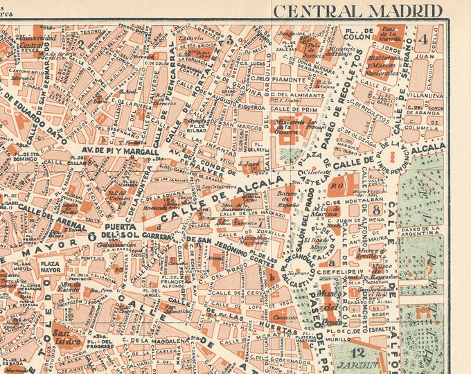 1930 Madrid Spain Antique Map - Etsy