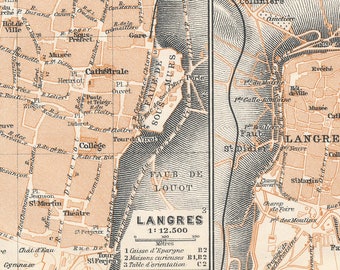 Antique Langres Map - Etsy