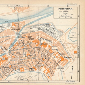 1926 Perpignan France Antique Map - Etsy