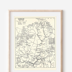 1962 Sikkim India Vintage Map - Etsy