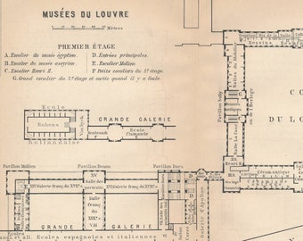 1907 Louvre Museum, Paris France Antique Map - Etsy