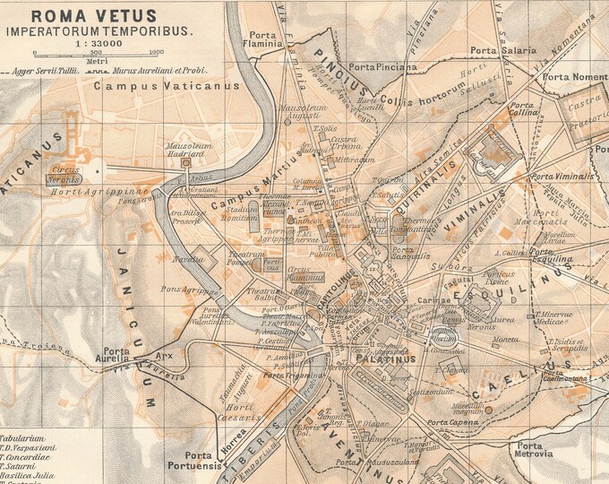 1900 Ancient Rome Italy Antique Map - Etsy