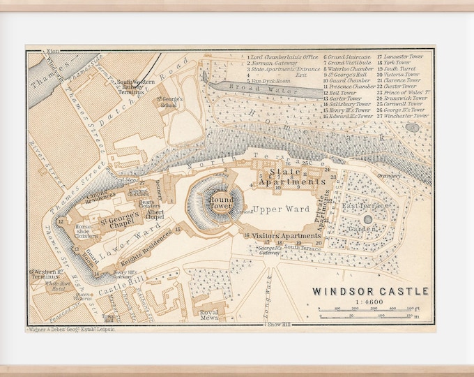 Windsor Castle Map (1677) Medieval England Castle Architecture Atlas ...