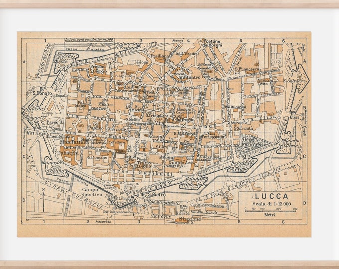 1949 Lucca Italy Vintage Map - Etsy