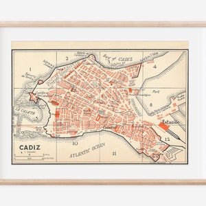 1929 Cadiz Spain Antique Map - Etsy