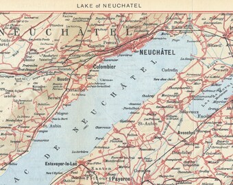 Lake Neuchatel Map - Etsy