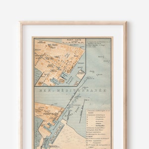 1908 Port Said Egypt Antique Map - Etsy