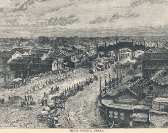 1897 Antique City Map of BEIJING, PEKING. CHINA. 126 Years Old Town Map ...