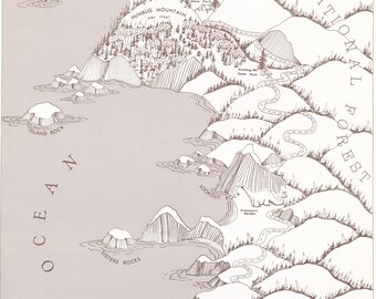Vintage Oregon Coast Map - Etsy