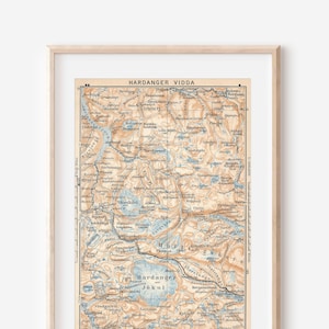 1903 Hardangervidda Norway Antique Map - Etsy