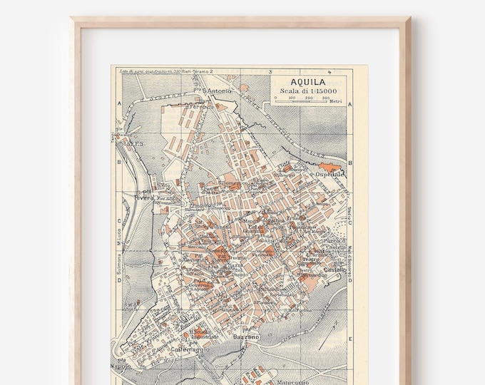 1956 L'aquila Italy Antique Map - Etsy