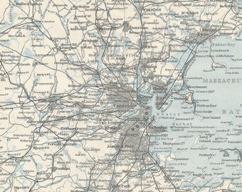 Boston MA Vintage Map 1890 Downtown Street Atlas Poster - Etsy