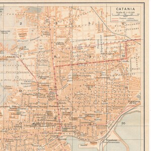 1925 Catania Sicily Italy Antique Map - Etsy