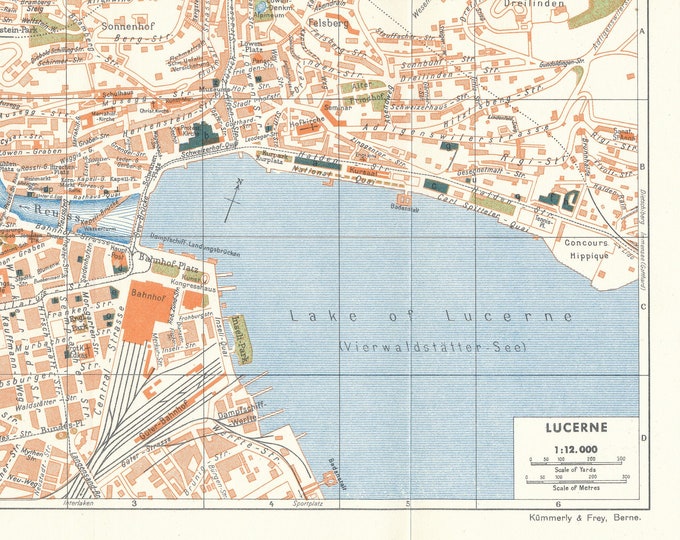 1948 Lucerne Switzerland Vintage Map - Etsy