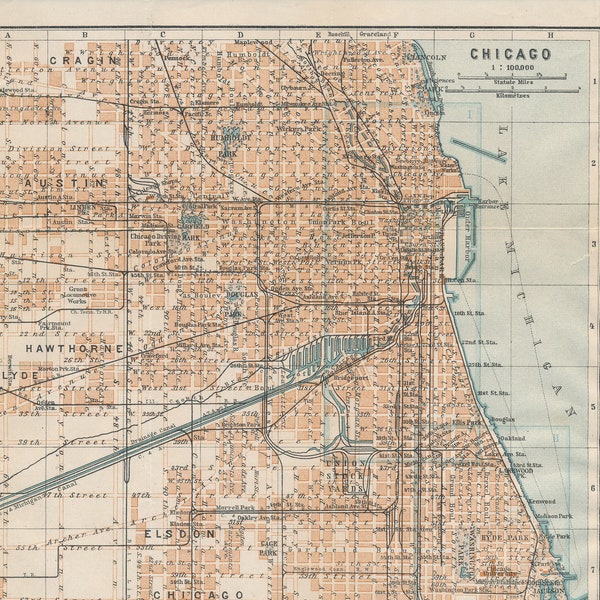 Chicago Vintage Map - Etsy