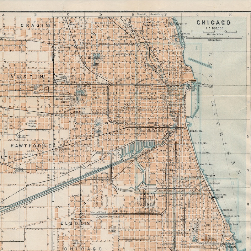 Chicago Vintage Map - Etsy