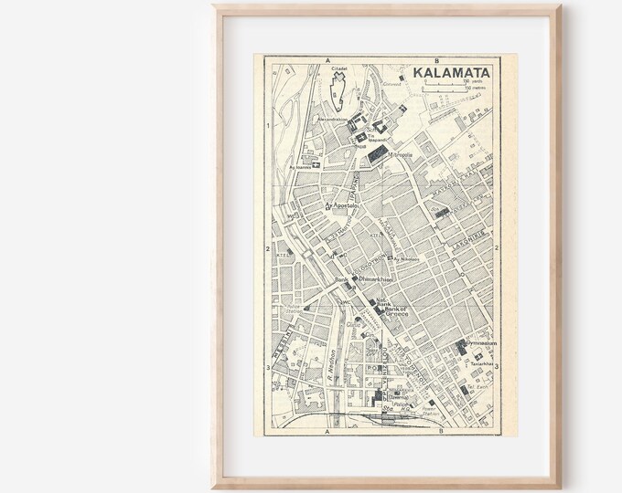 1967 Kalamata Greece Vintage Map - Etsy