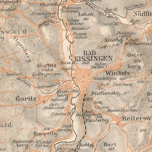 1910 Bad Kissingen Germany Antique Map - Etsy