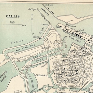 1911 Calais France Antique Map - Etsy