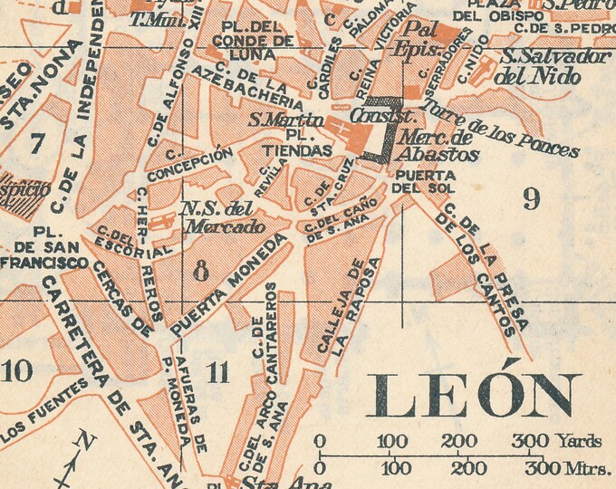 1930 Leon Spain Antique Map - Etsy