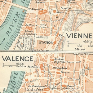 1926 Vienne & Valence France Antique Map - Etsy