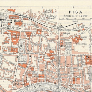 1939 Pisa Italy Antique Map - Etsy