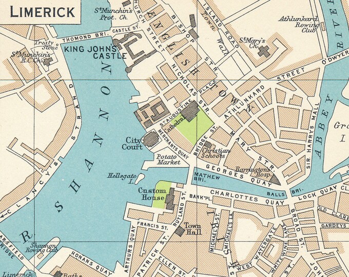 1962 Limerick Ireland Vintage Map - Etsy